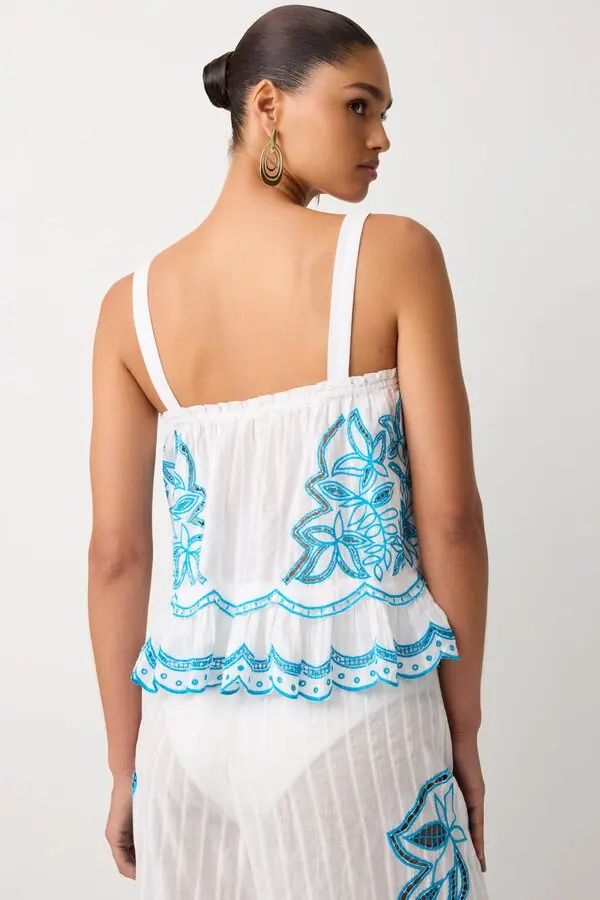 Ramy Brook Taya Embroidered Cotton Coverup Top