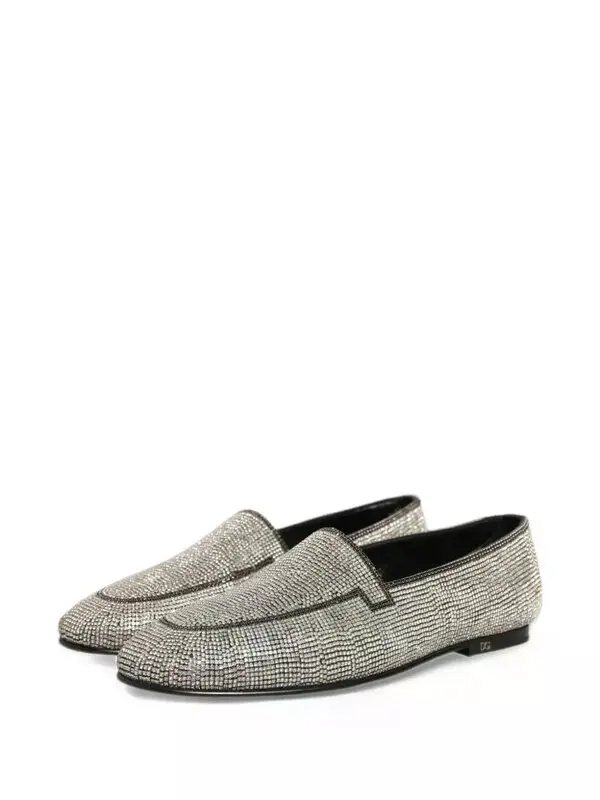 Dolce & Gabbana Crystal-embellished Loafers - Silver