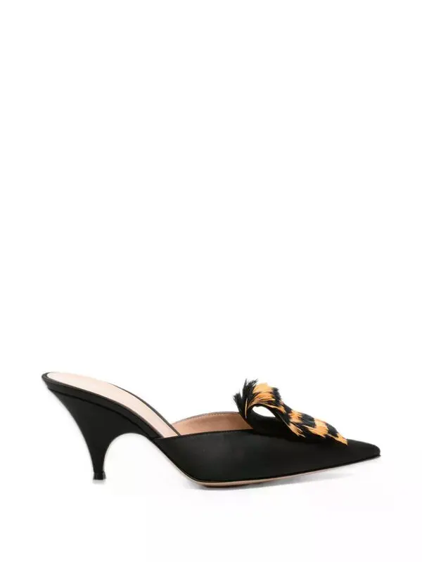 GIANVITO ROSSI Feather-trim Satin Pumps