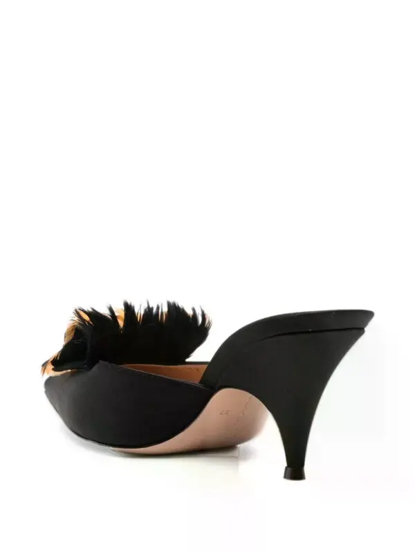 GIANVITO ROSSI Feather-trim Satin Pumps