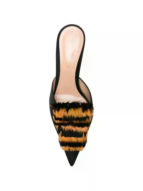 GIANVITO ROSSI Feather-trim Satin Pumps