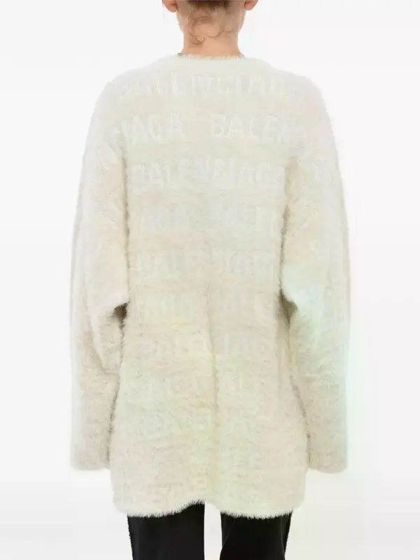 Balenciaga Logo-intarsia Oversized Cardigan - Neutrals