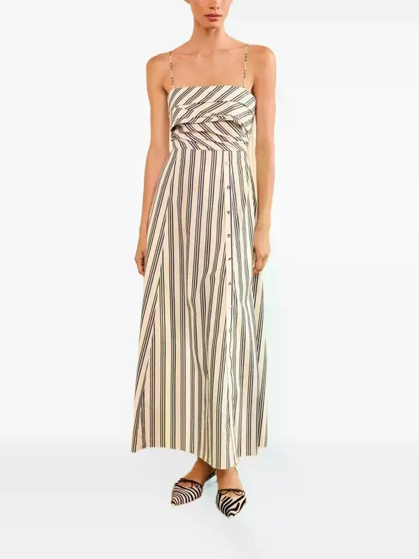 Ulla Johnson Anise Striped Pleated-bodice Maxi Dress