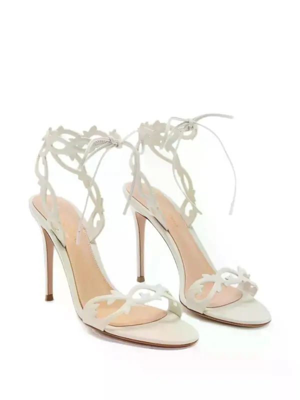 GIANVITO ROSSI Eden Cut-out Lace-up Sandals - Neutrals