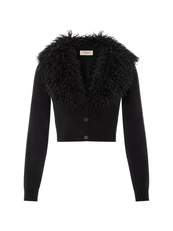 TWINSET Cropped Cardigan With Faux Fur