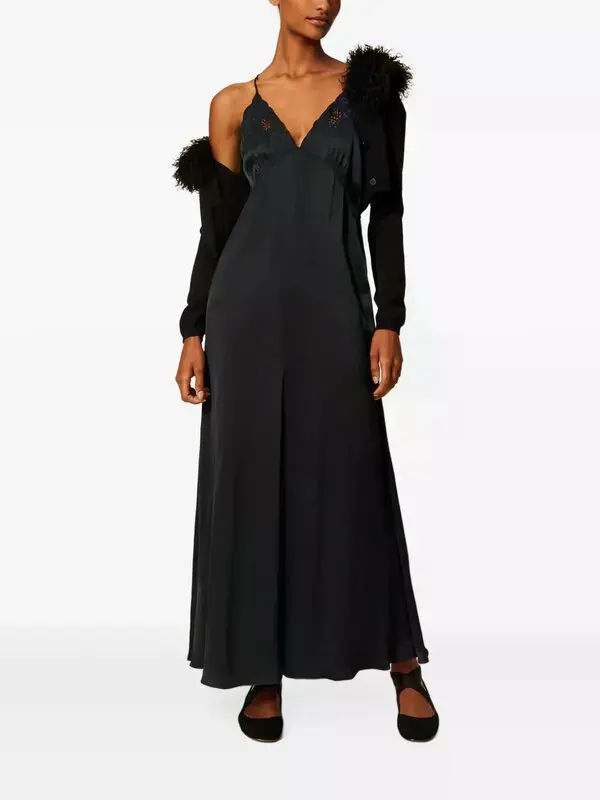TWINSET Cropped Cardigan With Faux Fur - Black