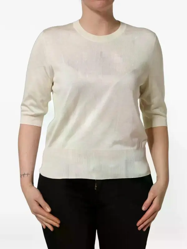 Dolce & Gabbana Off-white 3/4-sleeves Crew-neck Pullover Sweater