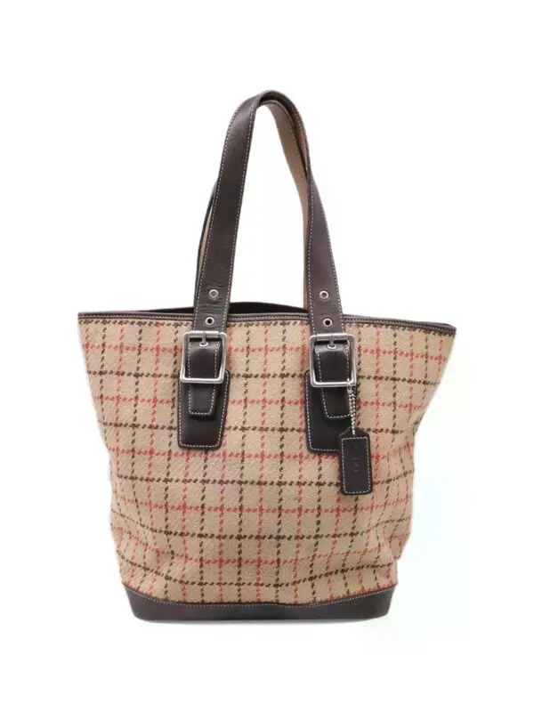 COACH Plaid Tweed Tote Bag - Neutrals