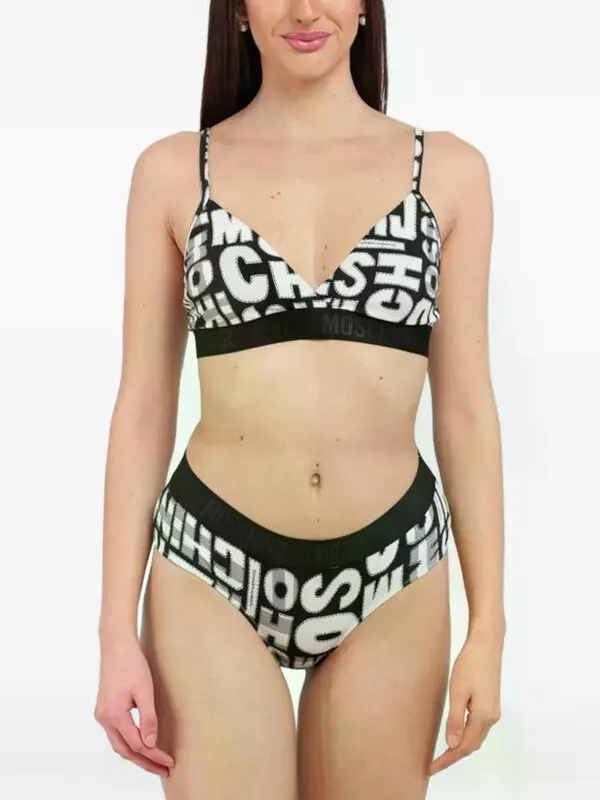 Moschino Logo-print Cotton Bra - Black