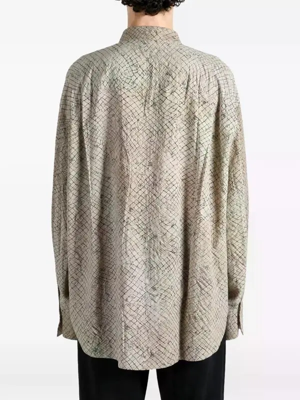 ZIGGY CHEN Grid-print Raw-cut Shirt