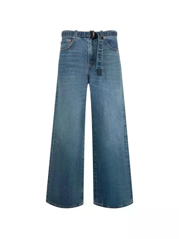 Sacai X Levi's Belted Wide-leg Jeans - Blue
