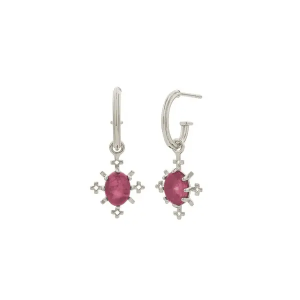 Zoë & Morgan Farah Hoops Sterling Silver, Pink Tourmaline