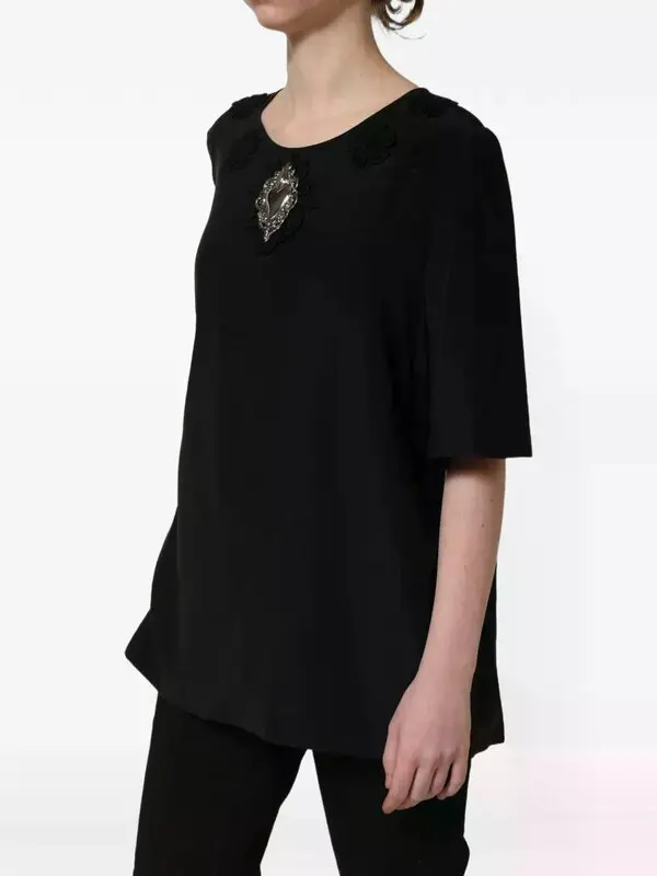 Dolce & Gabbana Sacred Heart Floral-appliqué Blouse