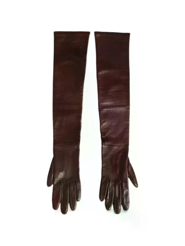 Dolce & Gabbana Elbow-length Leather Gloves - Brown