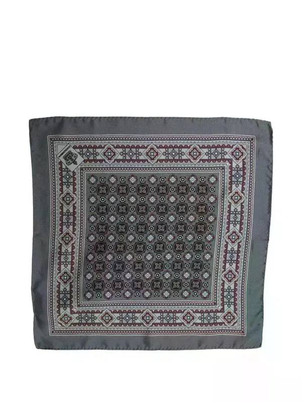 Dolce & Gabbana Gray Geometric Pocket-square Foulard Scarf - Grey
