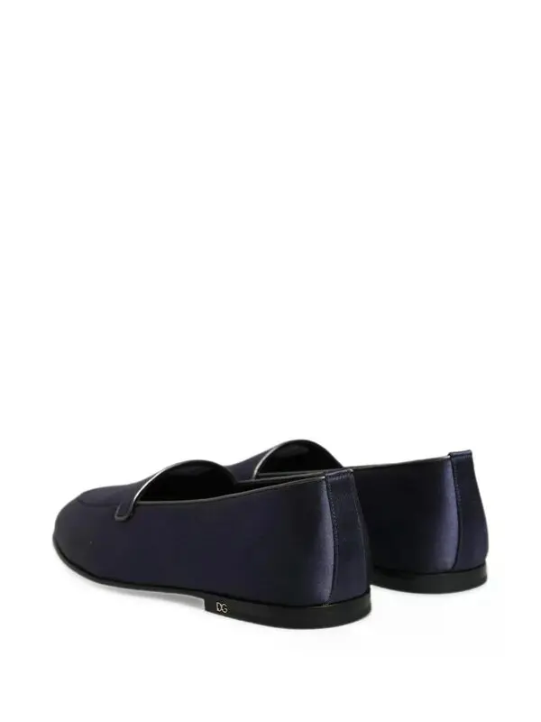 Dolce & Gabbana Navy Satin Dg-logo Loafers