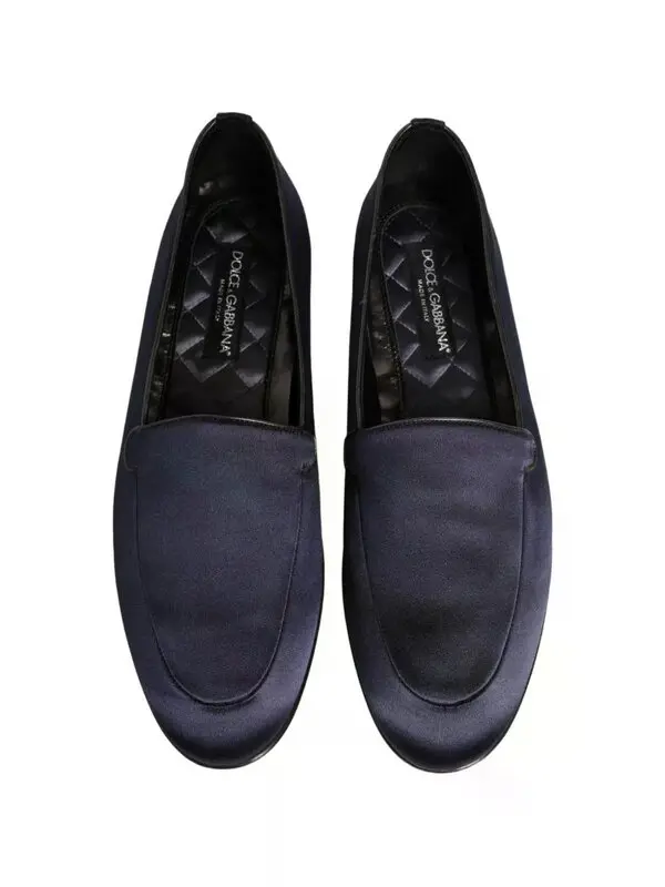 Dolce & Gabbana Navy Satin Dg-logo Loafers