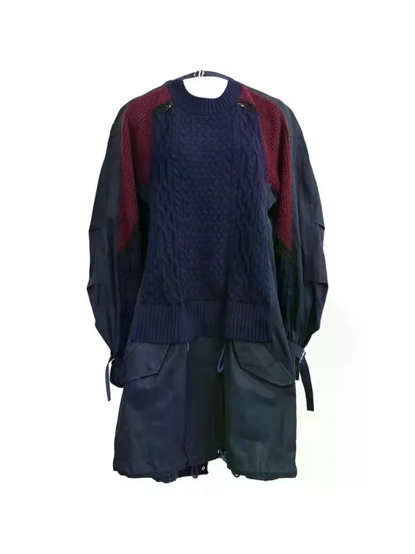 Sacai Cable-knit Layered Dress - Blue
