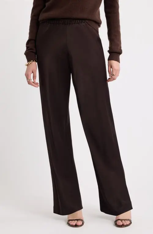 Nordstrom Bias Satin Pull On Pants - Brown Mole