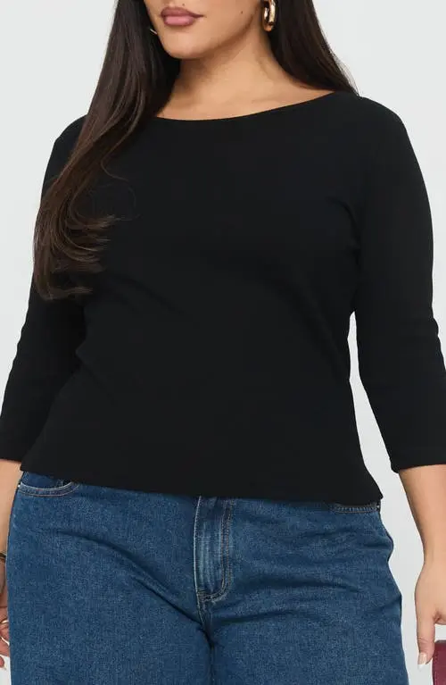Princess Polly Elaia Ribbed Three-quarter Sleeve T-shirt
