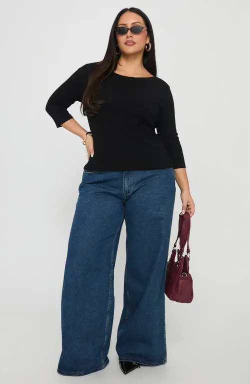 Princess Polly Elaia Ribbed Three-quarter Sleeve T-shirt