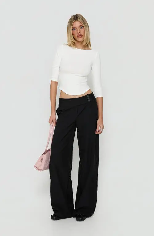 Princess Polly Myaah 3/4 Sleeve Curved Hem Top