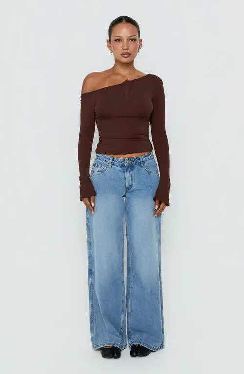 Princess Polly Kleoh Off-the-shoulder Long Sleeve Top