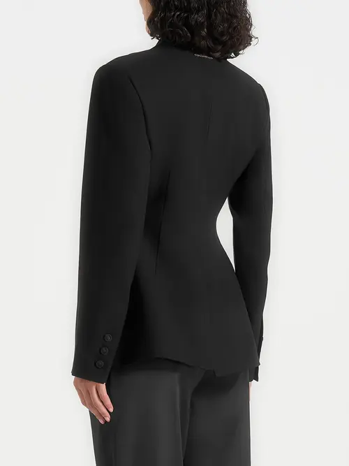Manière De Voir Maia Double Breasted Satin Lapel Blazer Hourglass