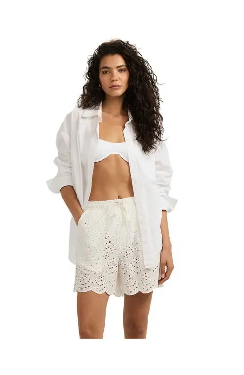 GOTTEX Giselle Guipure Lace Shorts - White