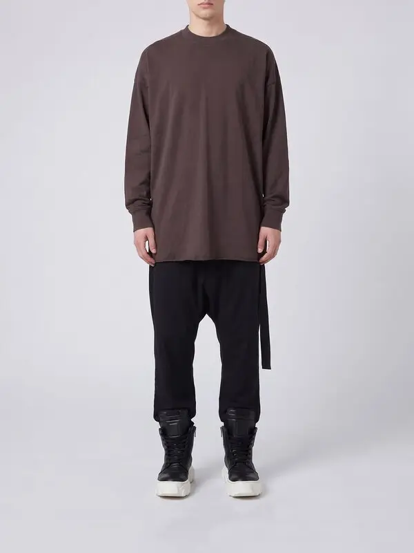 Rick Owens Relaxed Fit Long-sleeved Cotton T-shirt With Straps - Brown