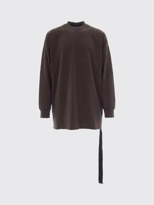 Rick Owens Relaxed Fit Long-sleeved Cotton T-shirt With Straps - Brown