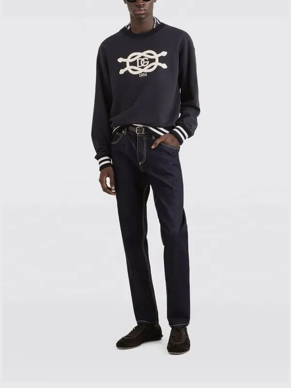 Dolce & Gabbana Graphic Print Cotton Crewneck Sweatshirt With Logo