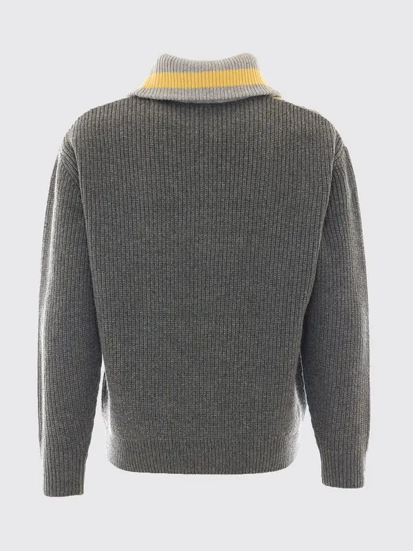 Drole De Monsieur Abstract Pattern Wool And Cashmere Half-zip High Neck Jumper