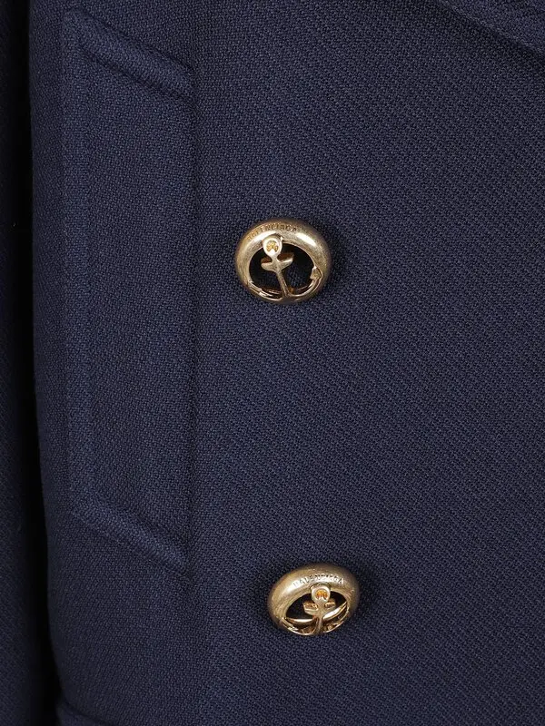 Balenciaga Knee-length Double-breasted Wool Coat With Classic Lapels