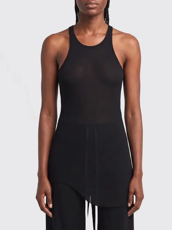 Rick Owens Asymmetrical Viscose And Silk Off-the-shoulder Top - Black