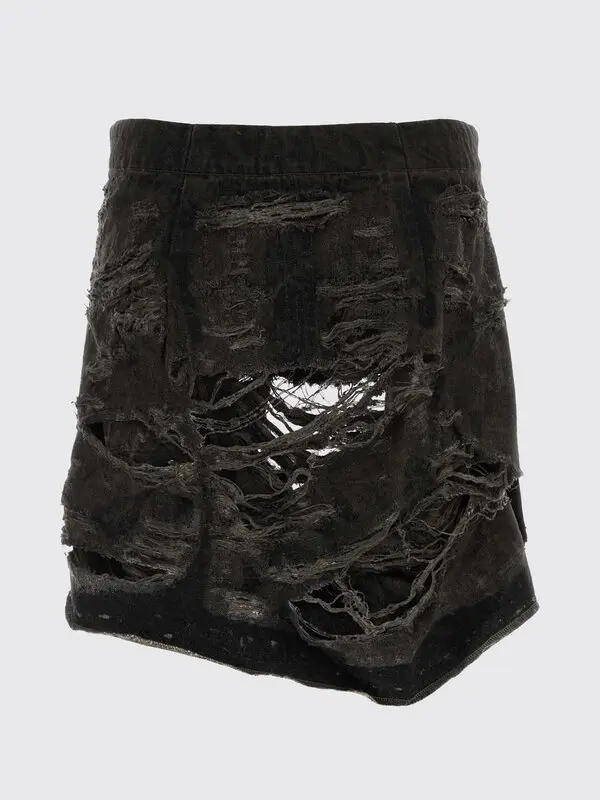 Rick Owens 5-pocket Distressed Denim Mini Skirt