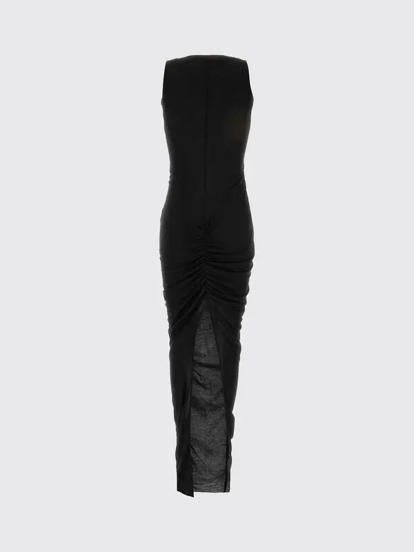 Rick Owens Long Off-the-shoulder Sheath Dress In Ruched Cotton