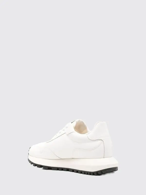 Emporio Armani Low Top Nylon And Leather Sneakers With Monogram And Eagle Logo