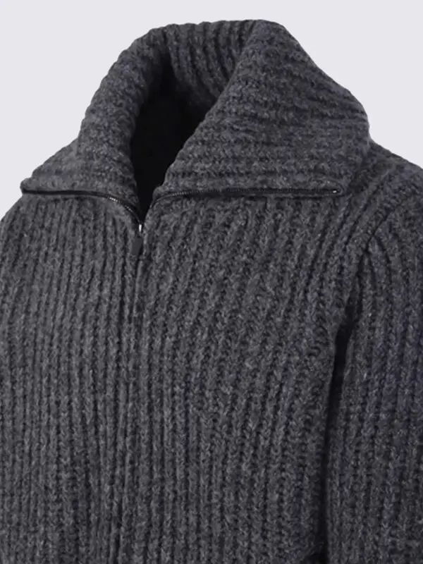 ROBERTO COLLINA High-neck Zip-up Wool-blend Cardigan