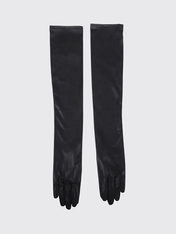 7 For All Mankind High Gloves In Pure Leather With Applied Logo - Black