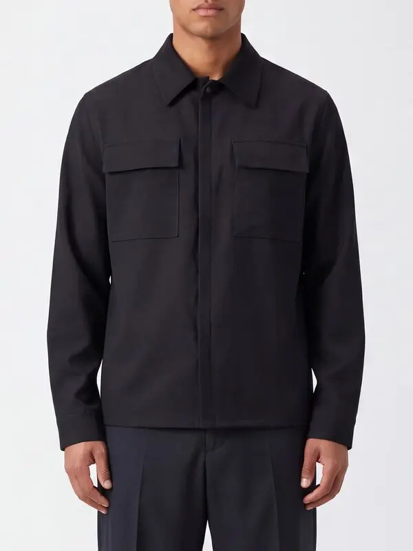 HEVO Virgin Wool Blend Shirt With Concealed Fastening And Patch Pockets