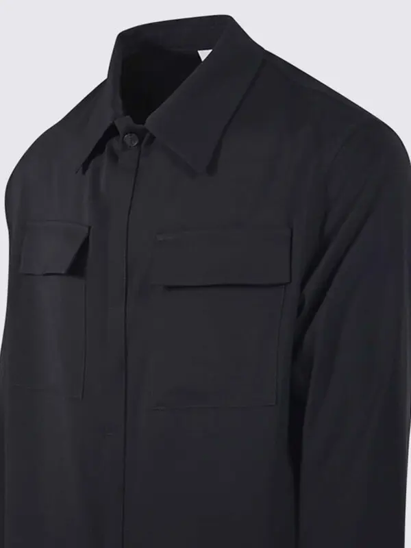 HEVO Virgin Wool Blend Shirt With Concealed Fastening And Patch Pockets
