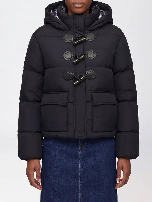 GANNI Cropped Hooded Puffer Jacket In Recycled Nylon With Toggles - Black