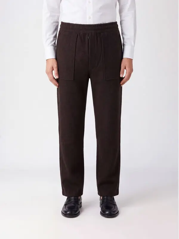 Maison Kitsuné Fleece Trousers With An Elasticated Drawstring Waist - Brown