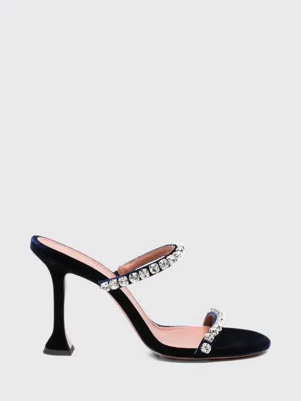 Amina Muaddi Heeled Sandal - Navy