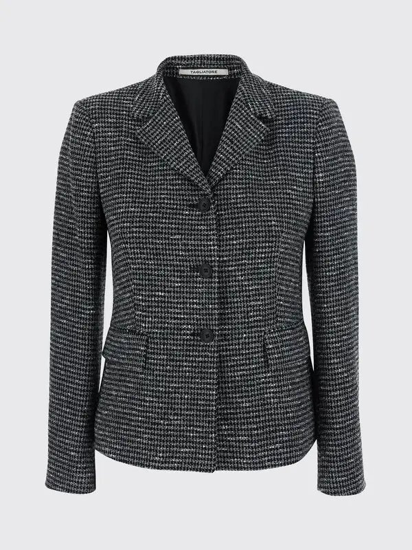 Tagliatore Daria Single-breasted Houndstooth Tweed Blazer