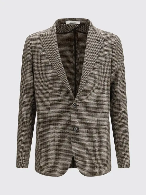Tagliatore Single-breasted Houndstooth Pure Virgin Wool Blazer - Brown