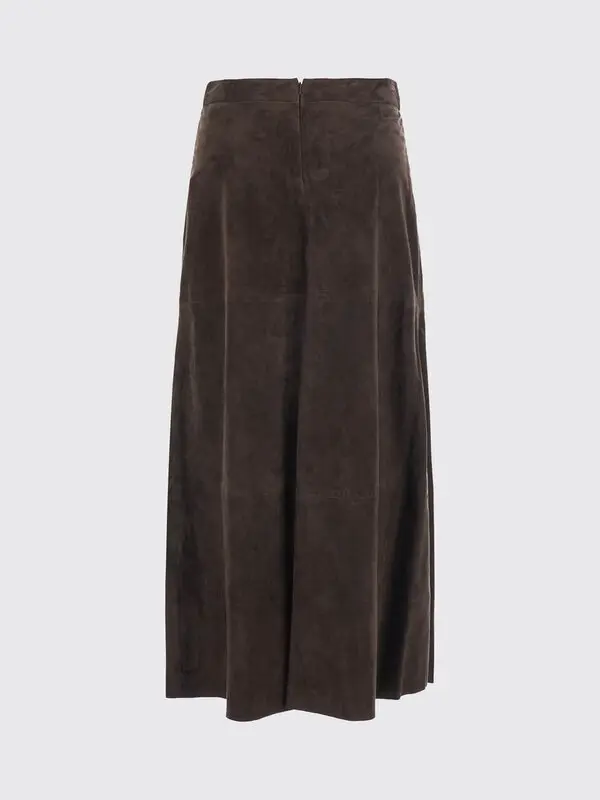Max Mara High-waisted A-line Midi Skirt In Suede Leather