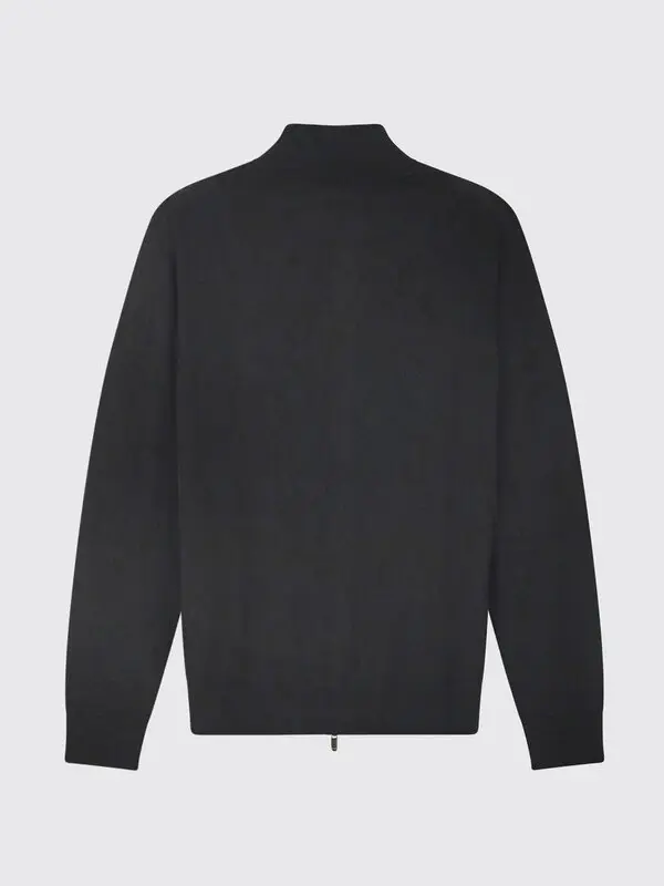 BRAMANI CASHMERE Turtleneck Zip-up Cardigan In Wool With Ribbed Cuffs - Black