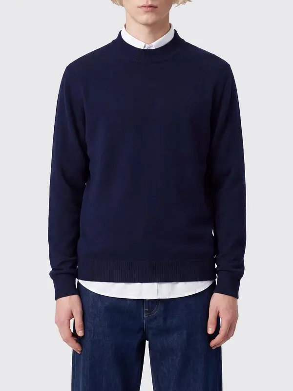 BRAMANI CASHMERE Crewneck Jumper In Pure Wool With Ribbed Collar And Cuffs - Blue
